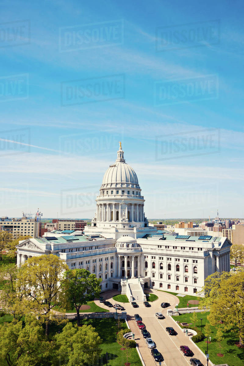 Wisconsin, Madison, Capitol with blue sky - Royalty-free Stock Photo ...