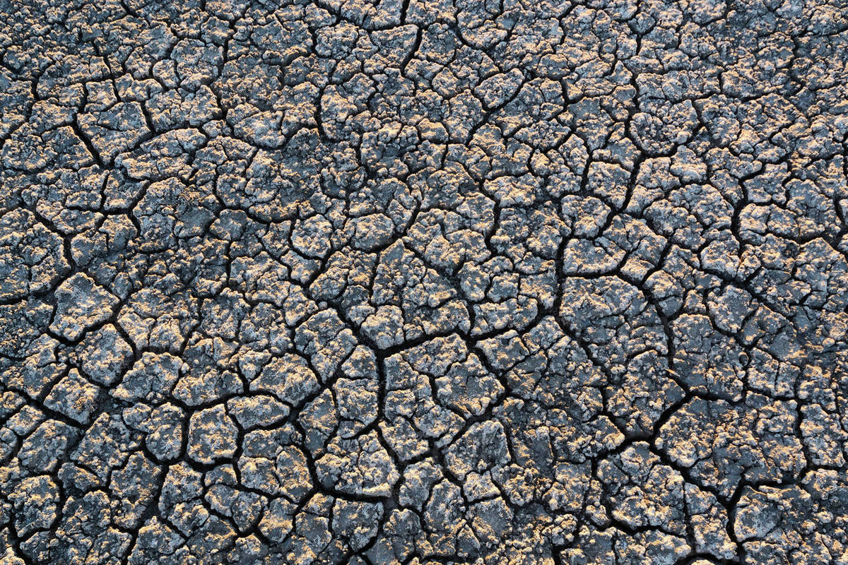 Overhead view of cracked desert - Royalty-free Stock Photo | Dissolve