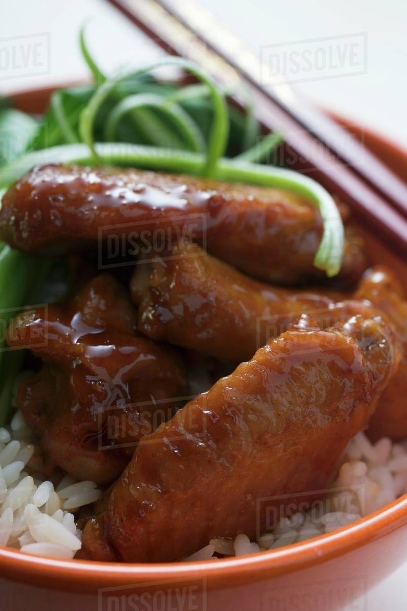 Chicken wings with rice and pak choi (Asia) - Royalty-free Stock Photo ...