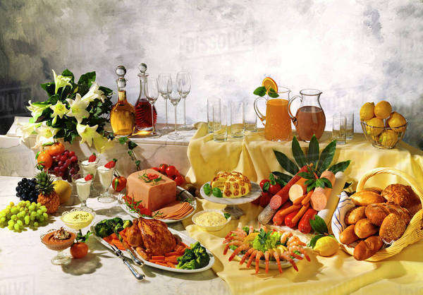 Sumptuous buffet of savoury and sweet dishes - Royalty-free Stock Photo ...
