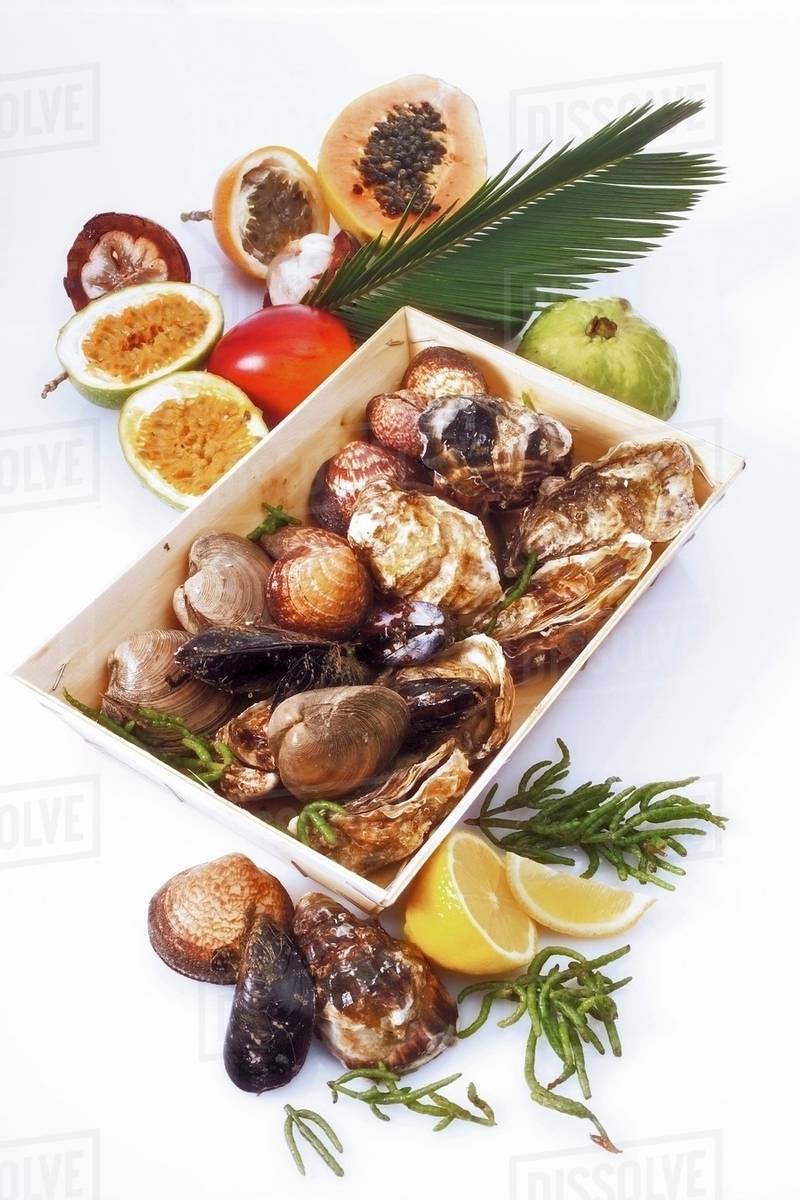 Assorted shellfish and fruit - Royalty-free Stock Photo | Dissolve