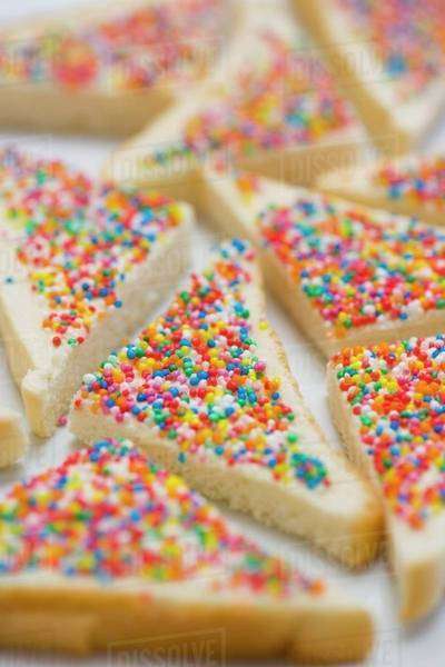 Fairy bread (Bread triangles topped with sprinkles, Australia) - Stock ...