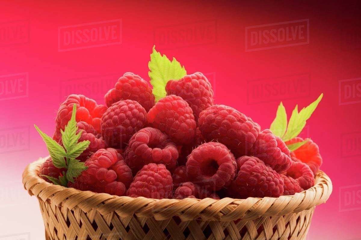Basket of fresh raspberries - Royalty-free Stock Photo | Dissolve
