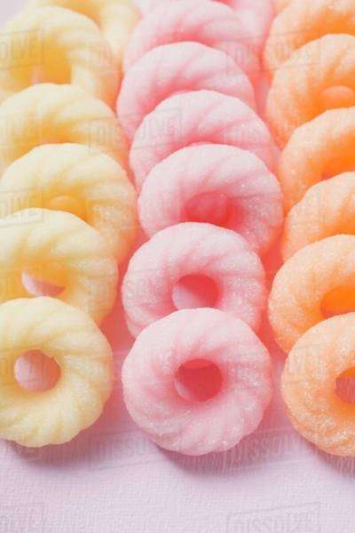Sugar rings in rows (overhead view) - Royalty-free Stock Photo | Dissolve