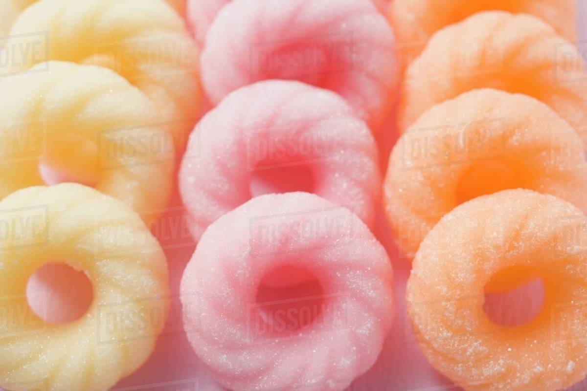Sugar rings in rows (overhead view) - Royalty-free Stock Photo | Dissolve