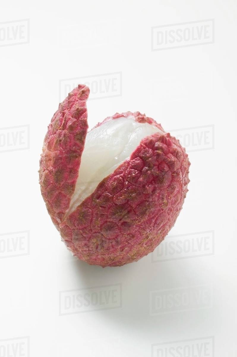 Lychee, with opened peel - Royalty-free Stock Photo | Dissolve