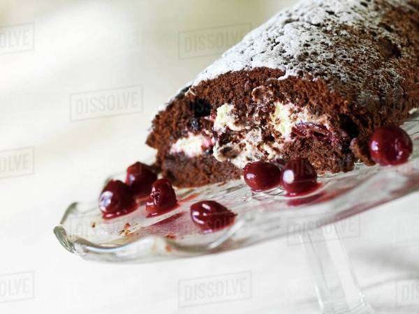 Gluten-free chocolate cherry roulade - Royalty-free Stock Photo | Dissolve
