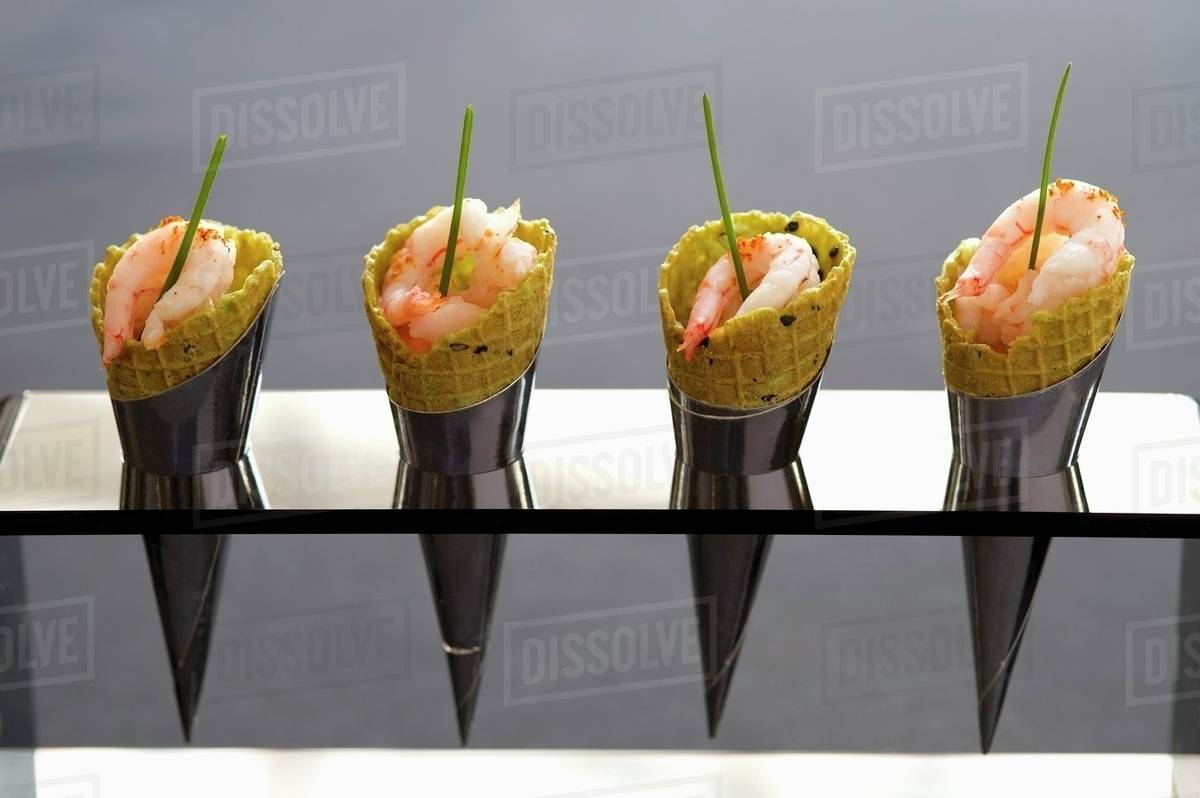 Prawns in ice cream cones - Royalty-free Stock Photo | Dissolve