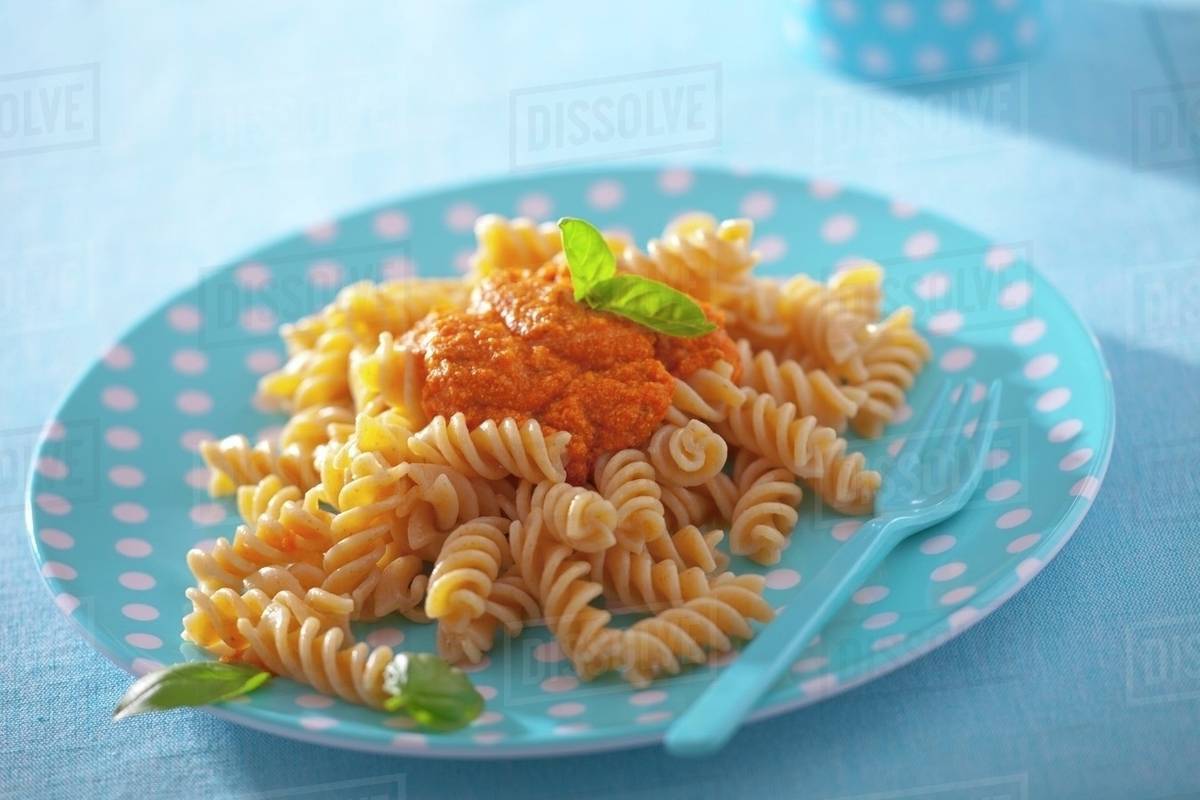 Fusilli with tomato sauce - Stock Photo - Dissolve