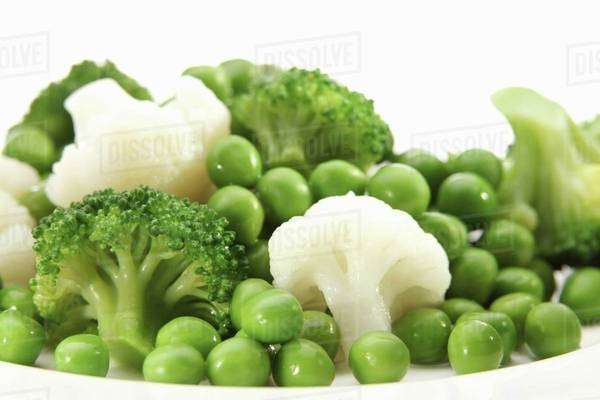Mixed vegetables (broccoli, peas, cauliflower) - Stock Photo - Dissolve
