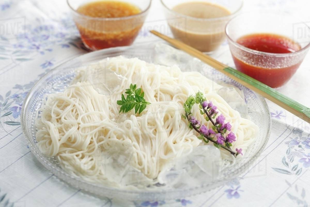 Cold somen noodles with sauces (Japan) - Royalty-free Stock Photo ...