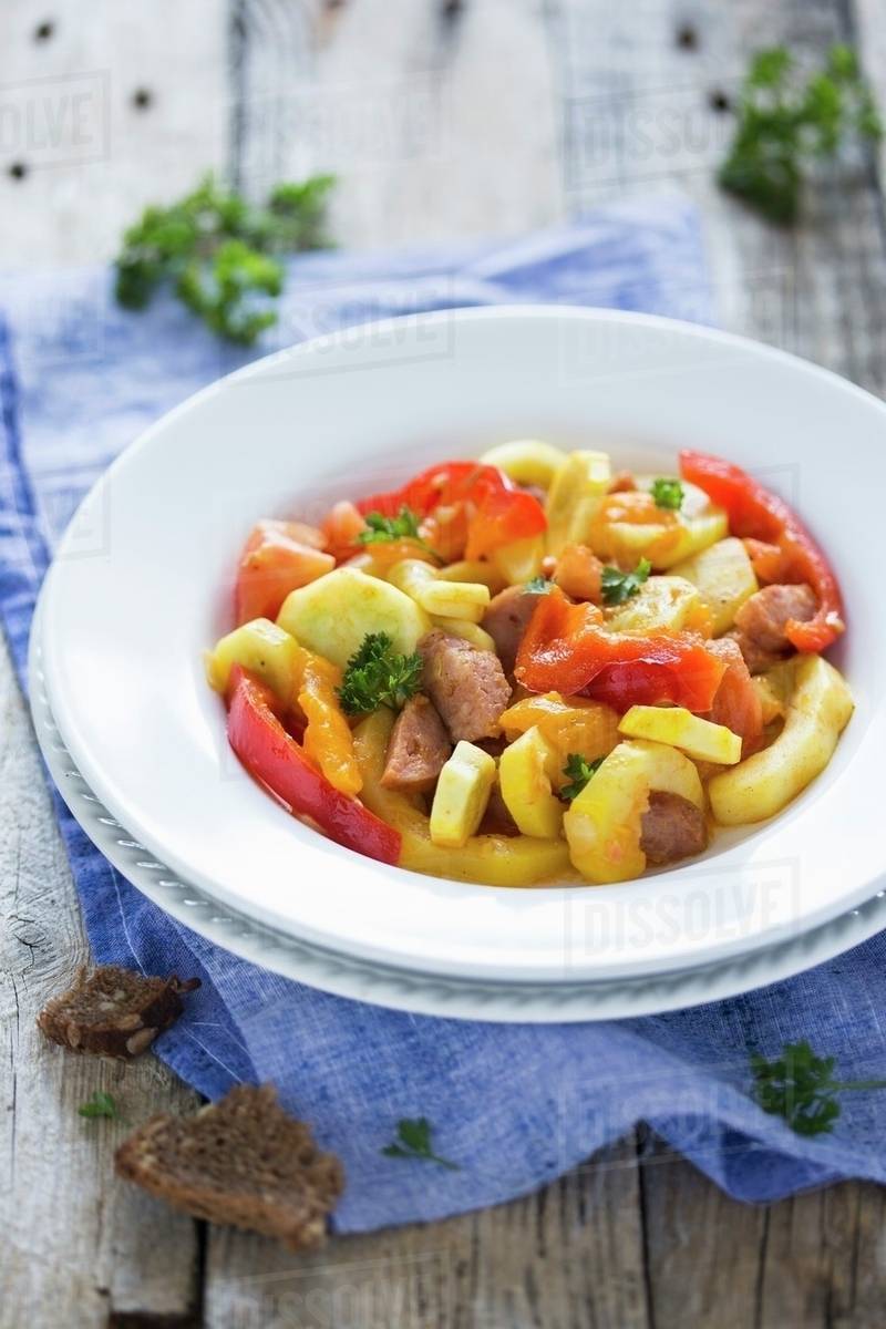 Hungarian lesco with vegetables and sausage - Royalty-free Stock Photo ...