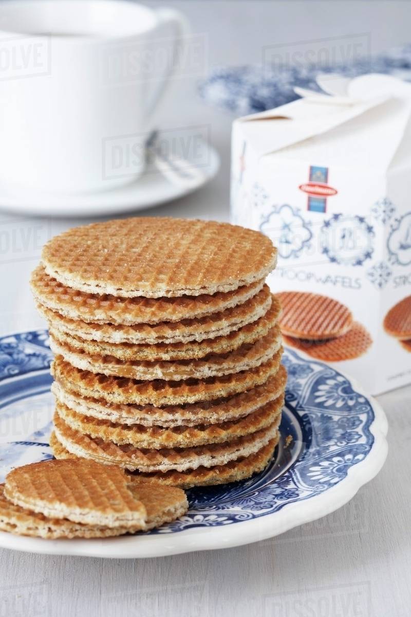 Stroopwafeln (syrup waffle biscuits, Netherlands), stacked - Royalty ...