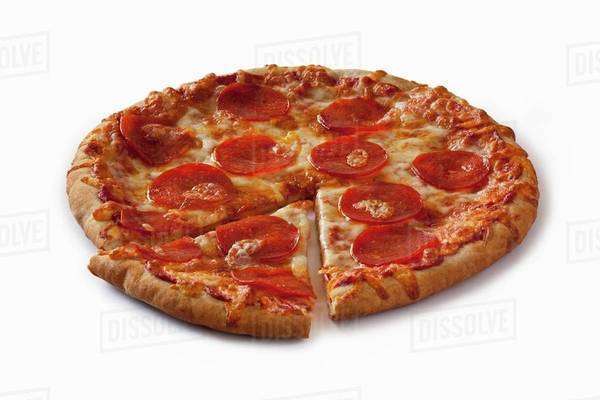 Pepperoni pizza, a slice cut - Royalty-free Stock Photo | Dissolve