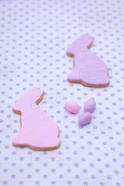 Shortbread Easter bunnies with sugar glaze and marzipan eggs - Royalty ...
