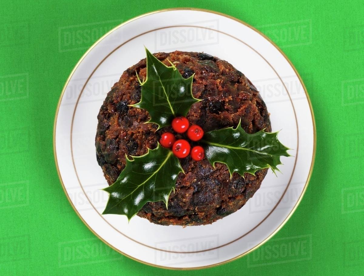 Christmas Pudding with holly (view from above) - Royalty-free Stock ...