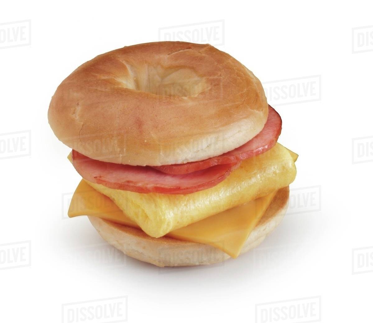 Ham, Egg and Cheese Breakfast Sandwich on a Bagel - Royalty-free Stock ...