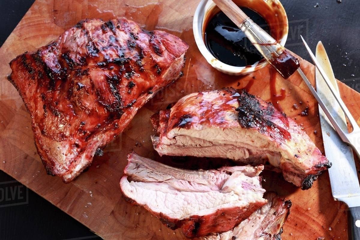 Spare ribs with barbecue sauce - Stock Photo - Dissolve