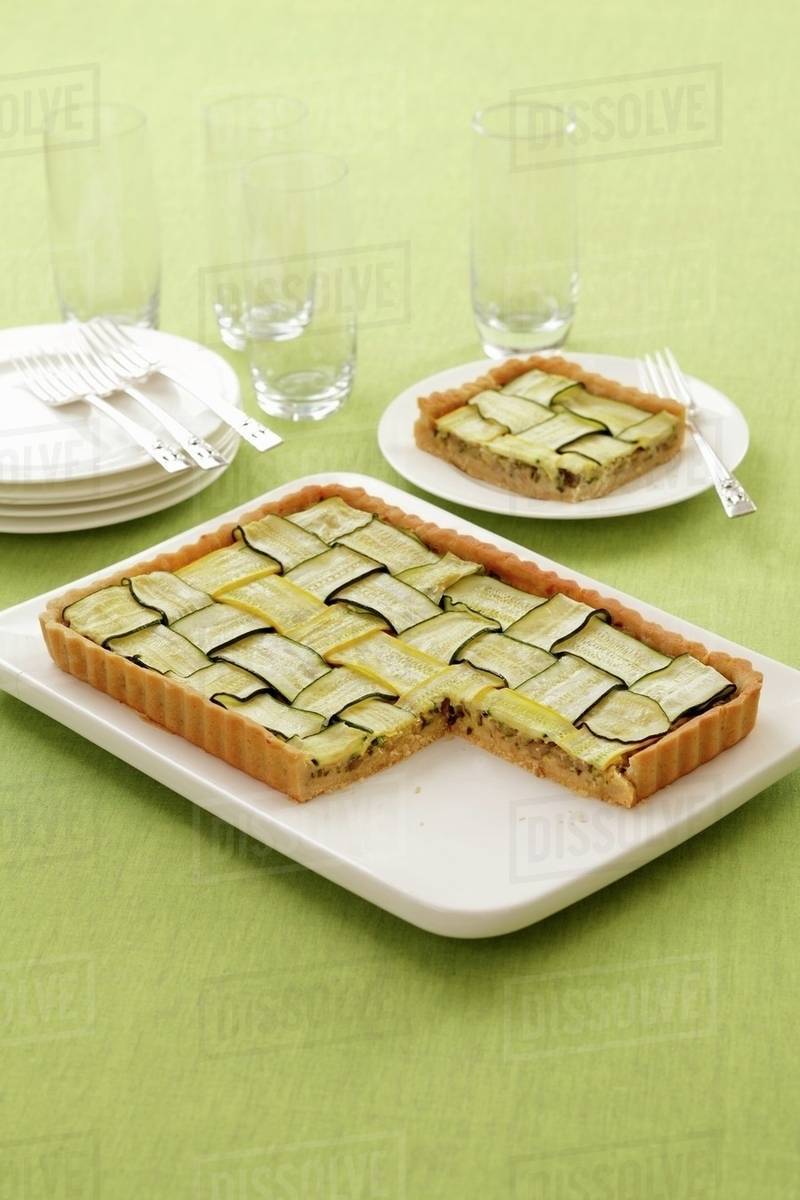Courgette tart, sliced - Royalty-free Stock Photo | Dissolve