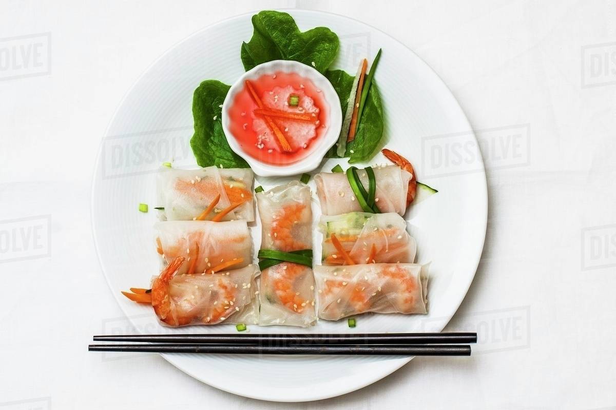 Spring rolls with prawns - Royalty-free Stock Photo | Dissolve