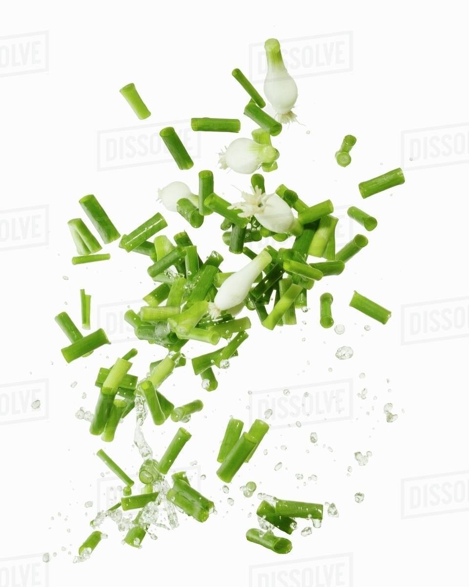 Spring onions and a splash of water - Royalty-free Stock Photo | Dissolve