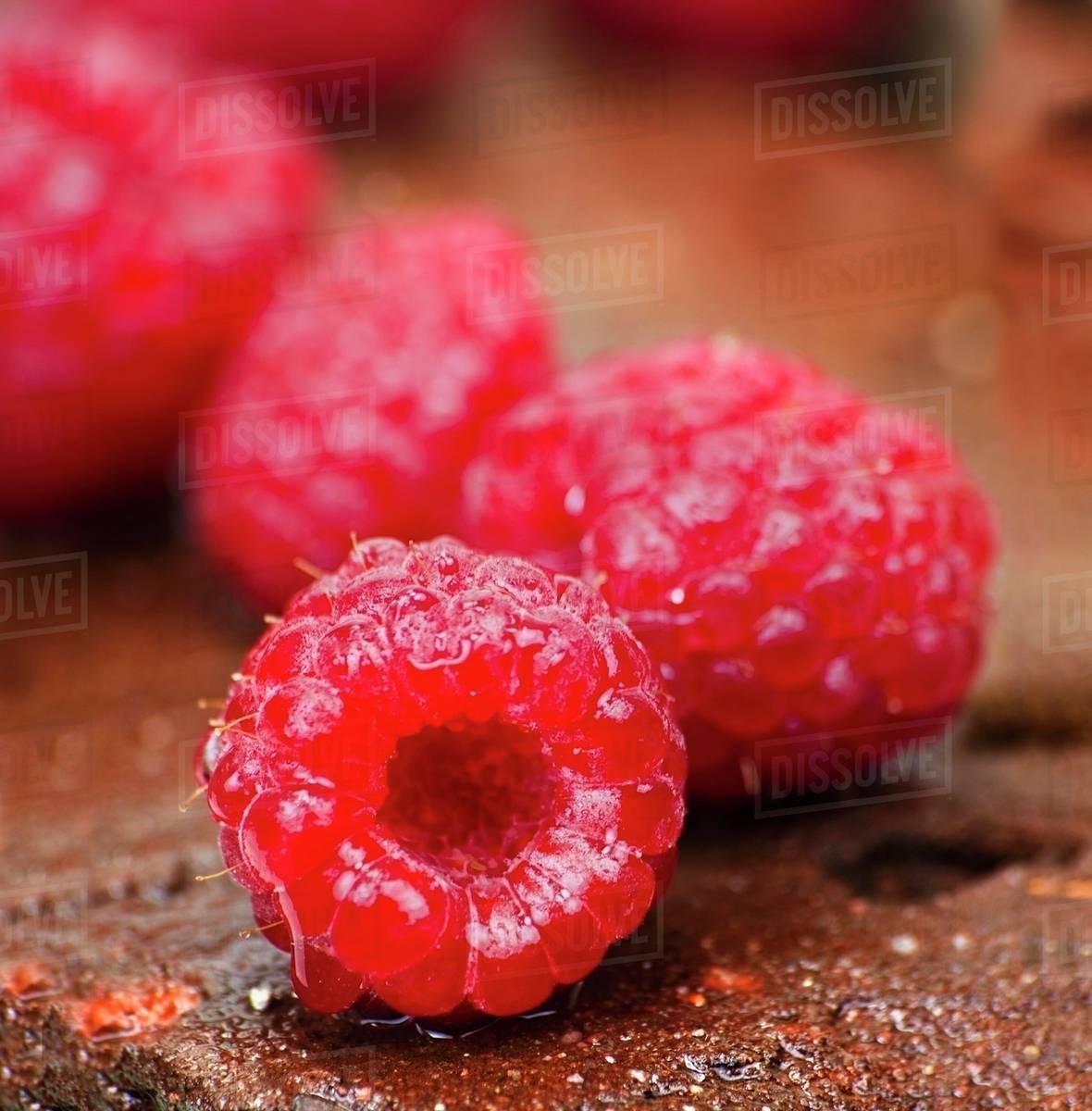 Wet raspberries (close-up) - Royalty-free Stock Photo | Dissolve