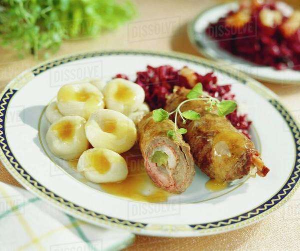 Beef roulade with Silesian dumplings - Royalty-free Stock Photo | Dissolve