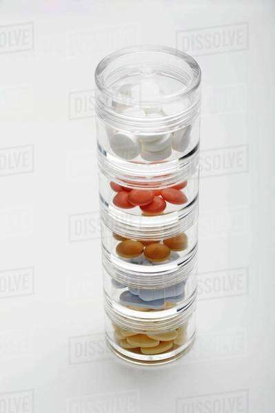 Various tablets in stacking pill boxes - Royalty-free Stock Photo ...