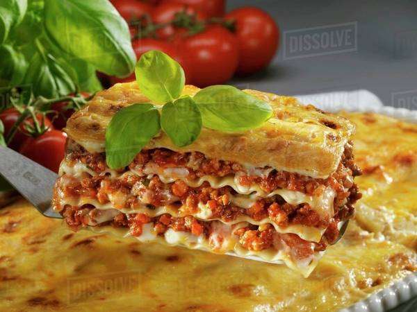 A portion of lasagne on a palette knife - Royalty-free Stock Photo ...
