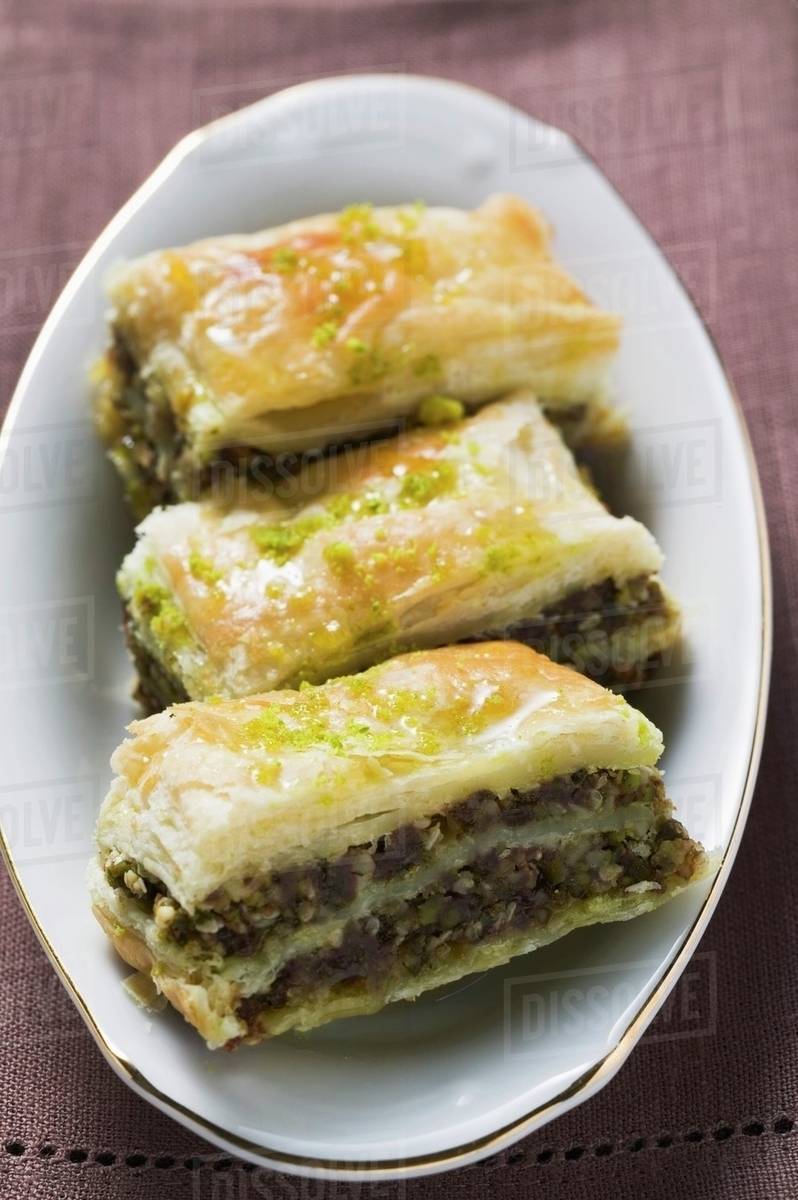 Baklava (Filo pastry with honey and pistachios, Turkey) - Stock Photo ...
