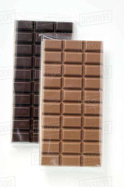 Two bars of chocolate: dark chocolate and milk chocolate - Stock Photo ...