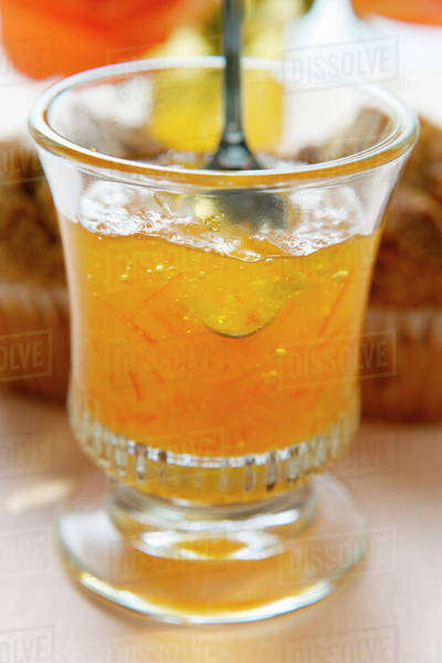 Orange jelly in a glass - Royalty-free Stock Photo | Dissolve