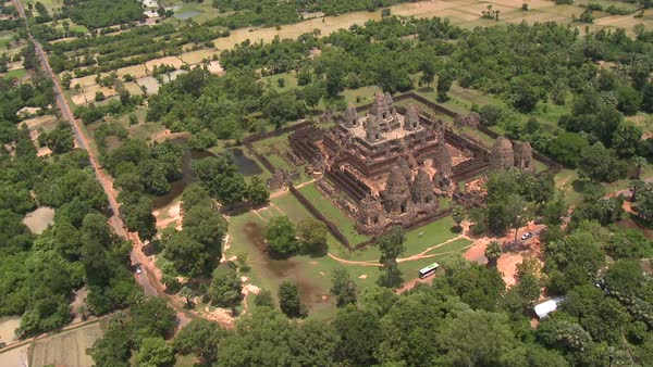 Aerial of the Pre Rup Temple fairly low altitude - Stock Video Footage ...