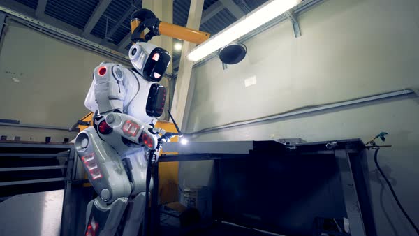 A robot works with special equipment - 4K Royalty-free Stock Video ...