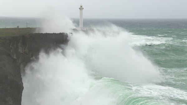 Huge hurricane waves crash against massive cliffs - Stock Video Footage ...