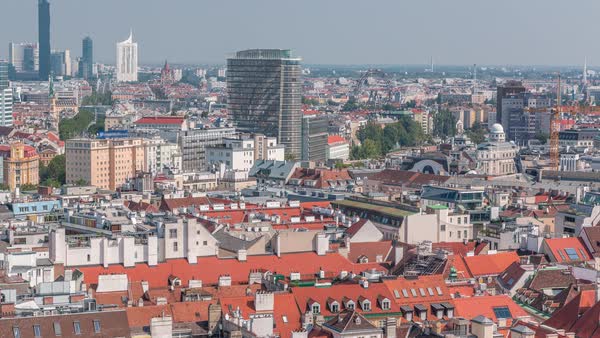 Panoramic aerial view of Vienna, austria, from south tower of st ...