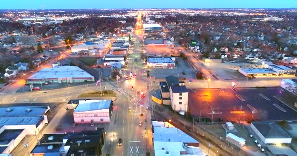 Stunning twilight aerial view Downtown Appleton Wisconsin, College ...