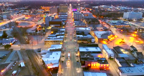 Stunning twilight aerial view Downtown Appleton Wisconsin, College ...
