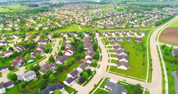 Exceptionally beautiful suburban neighborhoods, homes, aerial view ...