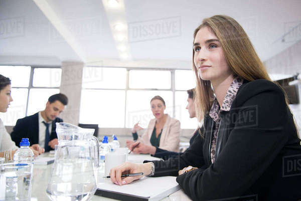 Professional people sitting in an office environment having a ...