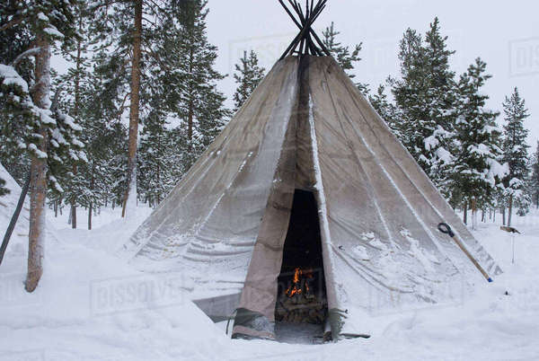 Sami tent in the snow - Royalty-free Stock Photo | Dissolve