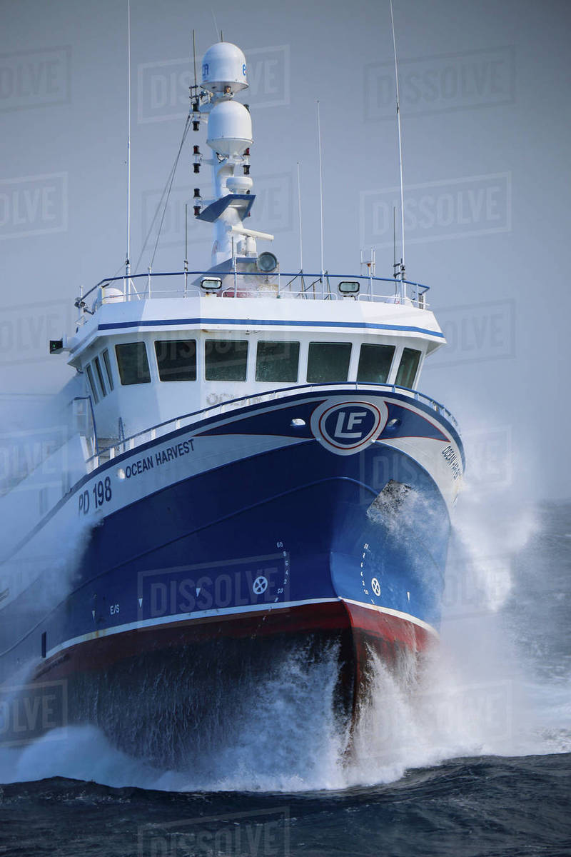 Fishing vessel 'Ocean Harvest' fishing, Suduroy Bank, Faroe Islands ...
