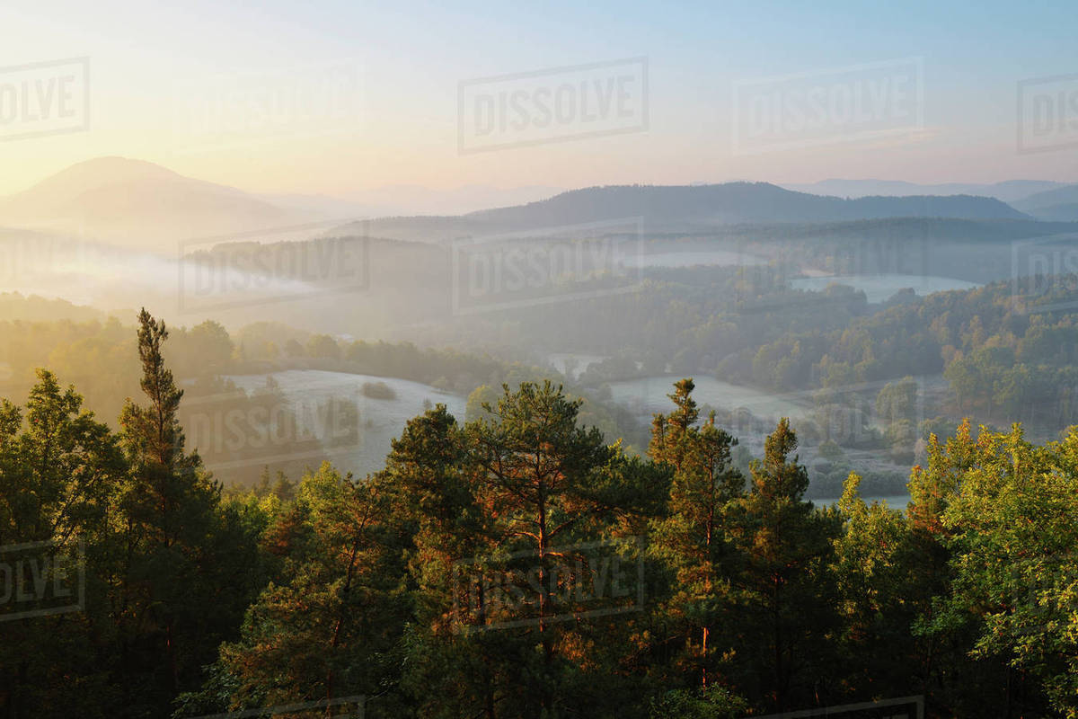 Landscape on Autumn Morning, Hochstein, Dahn, Dahner Felsenland ...