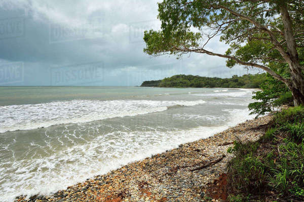 Pebble Beach with Rough Sea, Captain Cook Highway, Queensland ...