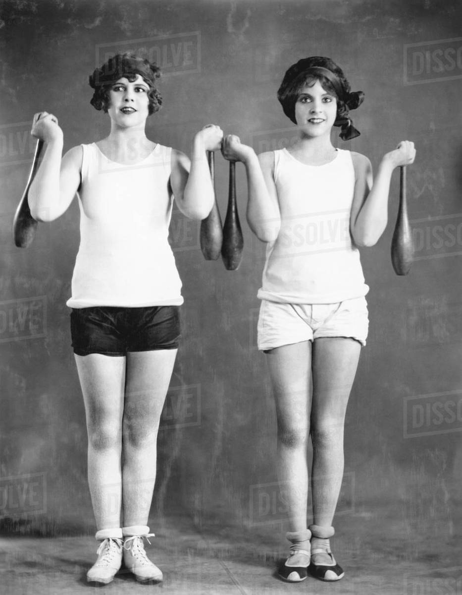 Two women exercising with juggling pins - Royalty-free Stock Photo ...