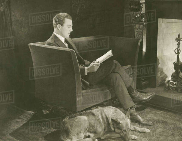 Fireside reading - Stock Photo - Dissolve