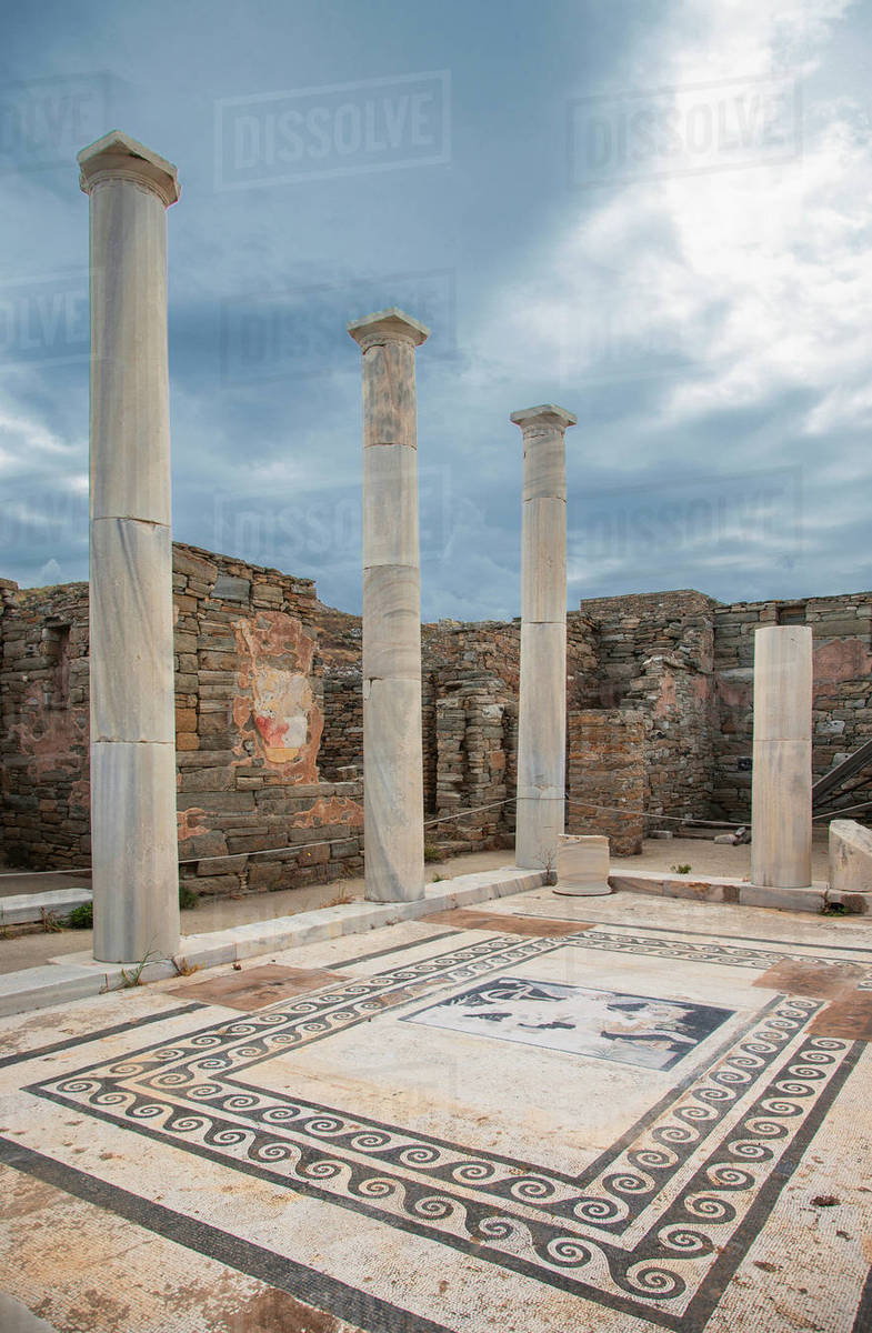 Pillars and tile floor at ruins - Stock Photo - Dissolve