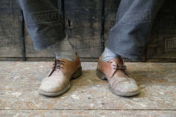 Man wearing vintage shoes - Stock Photo - Dissolve