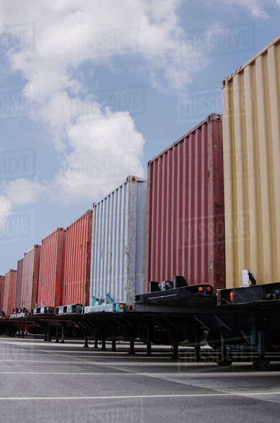 Cargo containers in parking lot - Royalty-free Stock Photo | Dissolve