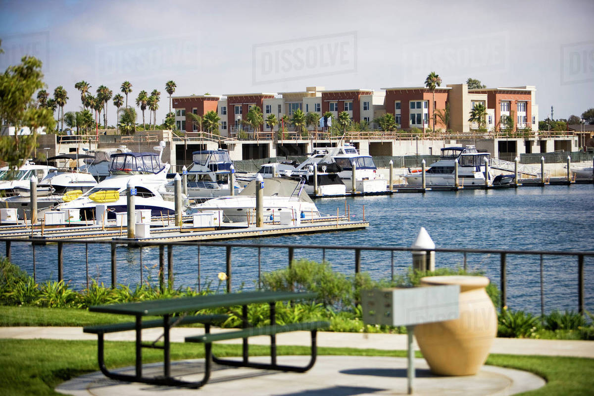 Moored yachts on port of Oxnard - Royalty-free Stock Photo | Dissolve